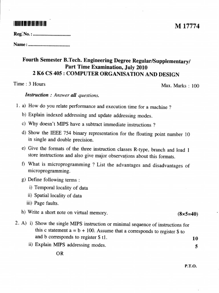Computer Organization and Design 2010 | PDF | Mips Instruction Set ...