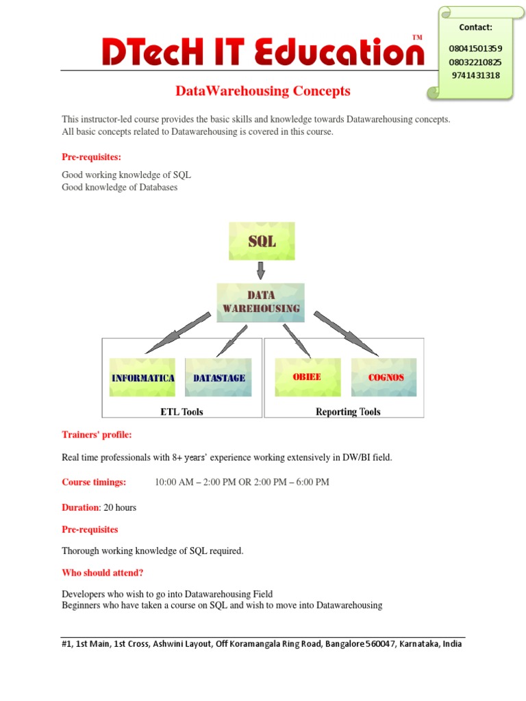 Data Warehousing Course Overview | PDF
