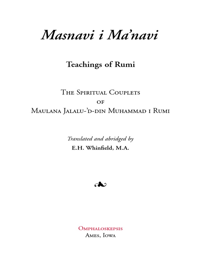 Masnavi I ManaviTeachings of Rumi | PDF | Soul | Rumi