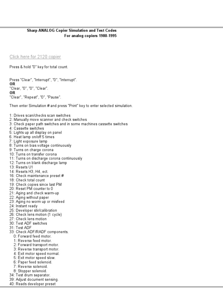 Sharp ANALOG Copier Simulation and Test Codes | PDF | Printer ...