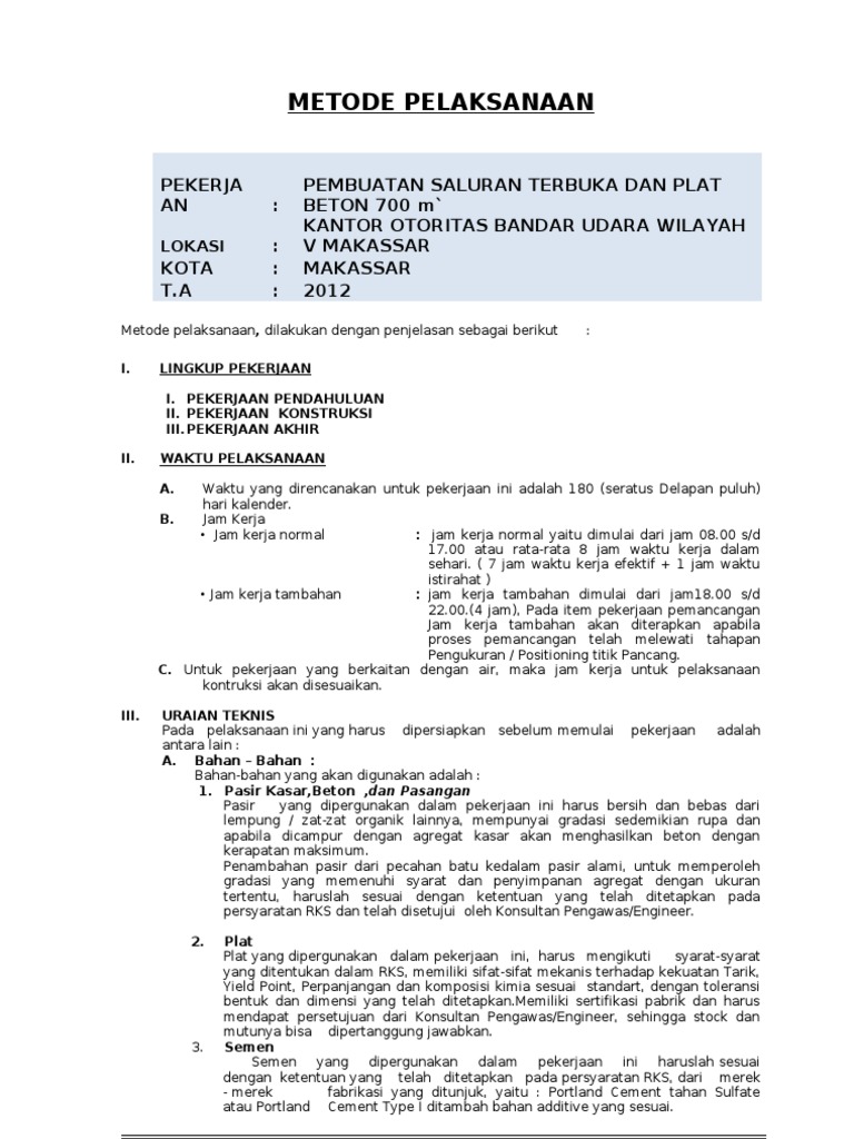 Metode Pelaksanaan Kontruksi | PDF