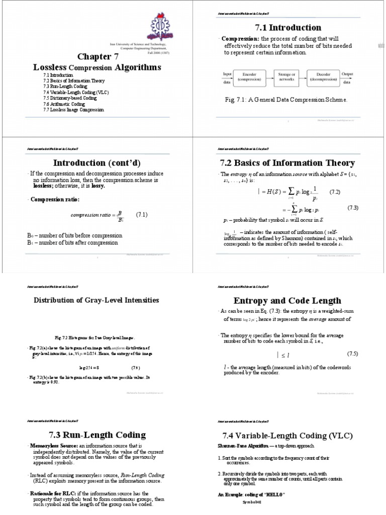 Chapter 7 Lossless Compression Algorithms | PDF | Data Compression | Code