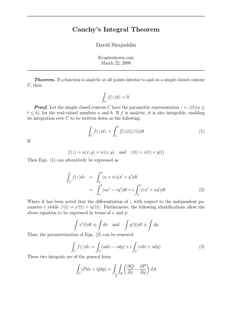 Cauchys Integral Theorem | PDF | Teaching Methods & Materials | Science & Mathematics