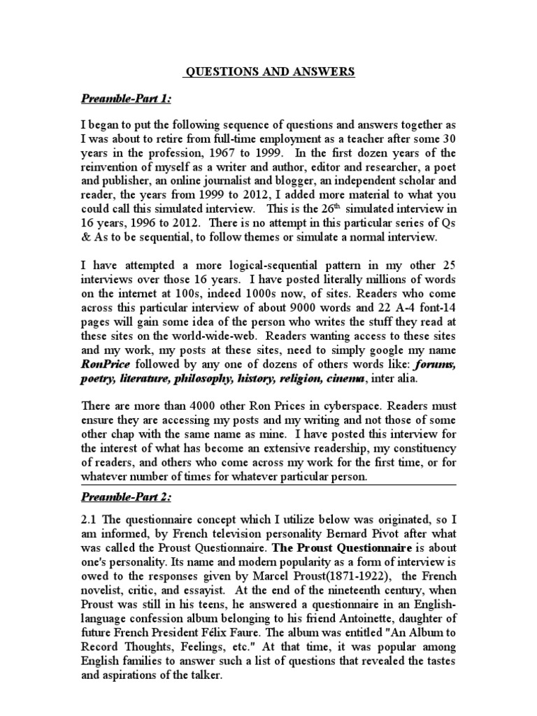 Preamble-Part 1:: Questions and Answers | PDF | Poetry