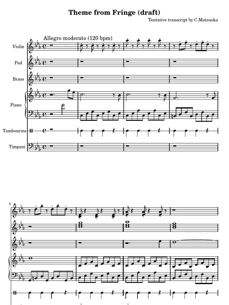 Fringe Theme Sheet Music (Fuller Version) | PDF | Artificial Mythology ...