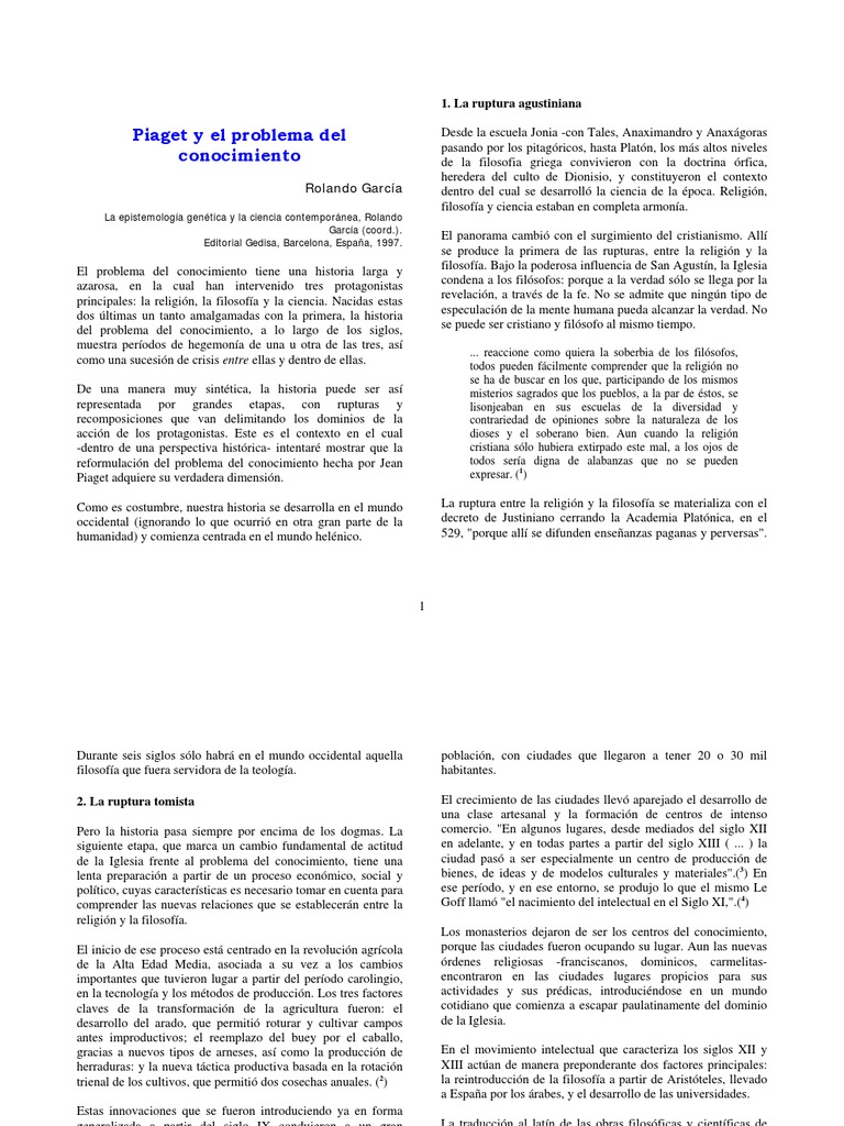 Piaget y El Problema Del Conocimiento | PDF | Conocimiento | Empirismo