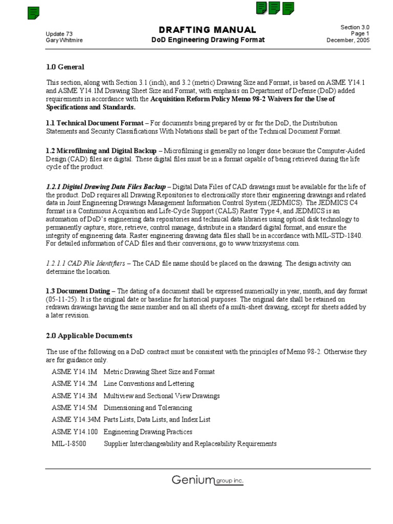 03 - Drafting Manual - Decimal Inch Sheet Size and Format | PDF ...