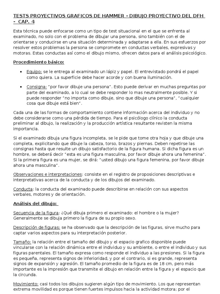 Modulo IV - Hammer - Test Proyectivos DFH y HTP | PDF | Arboles ...
