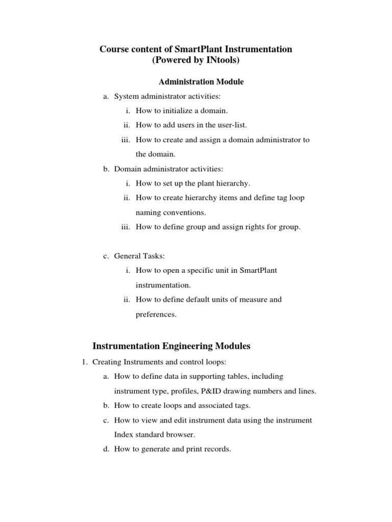 SmartPlant Instrumentation Course Overview | PDF | Specification ...