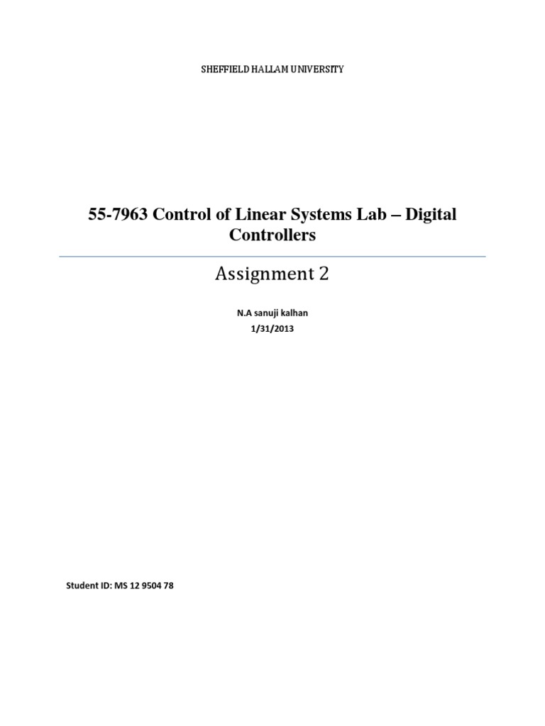 Sanuji Kalhan (MS12950478) - Control Engineering Assignment 2 | PDF | Control Theory | Algorithms