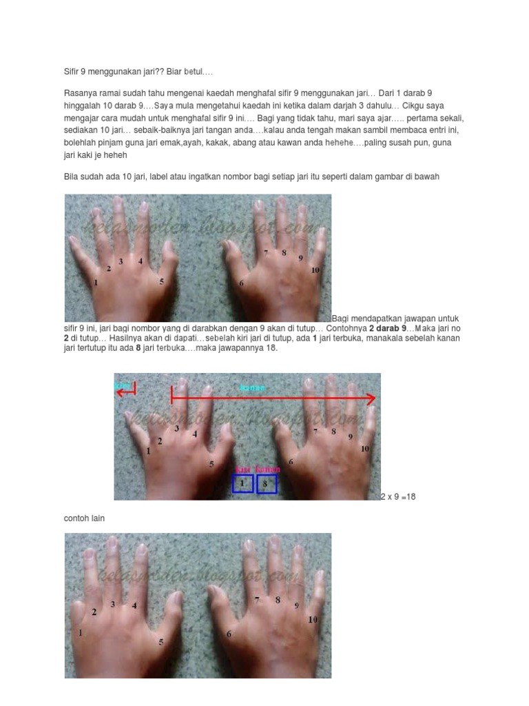 Sifir 9 Menggunakan Jari | PDF