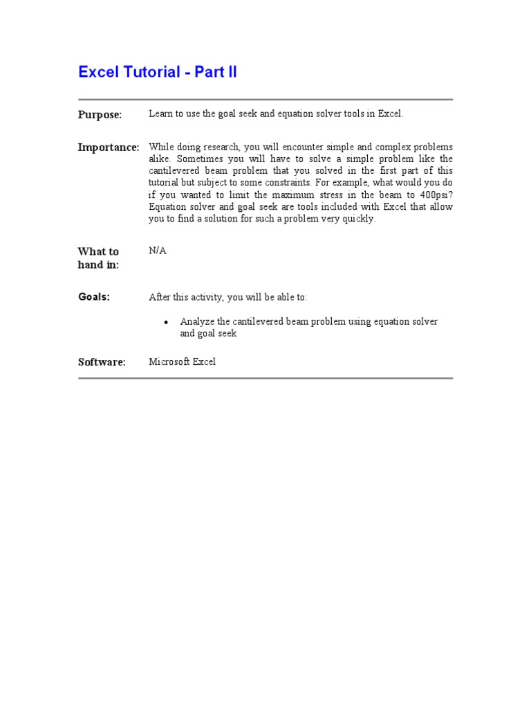 Excel Tutorial - 2 | PDF | Microsoft Excel | Equations