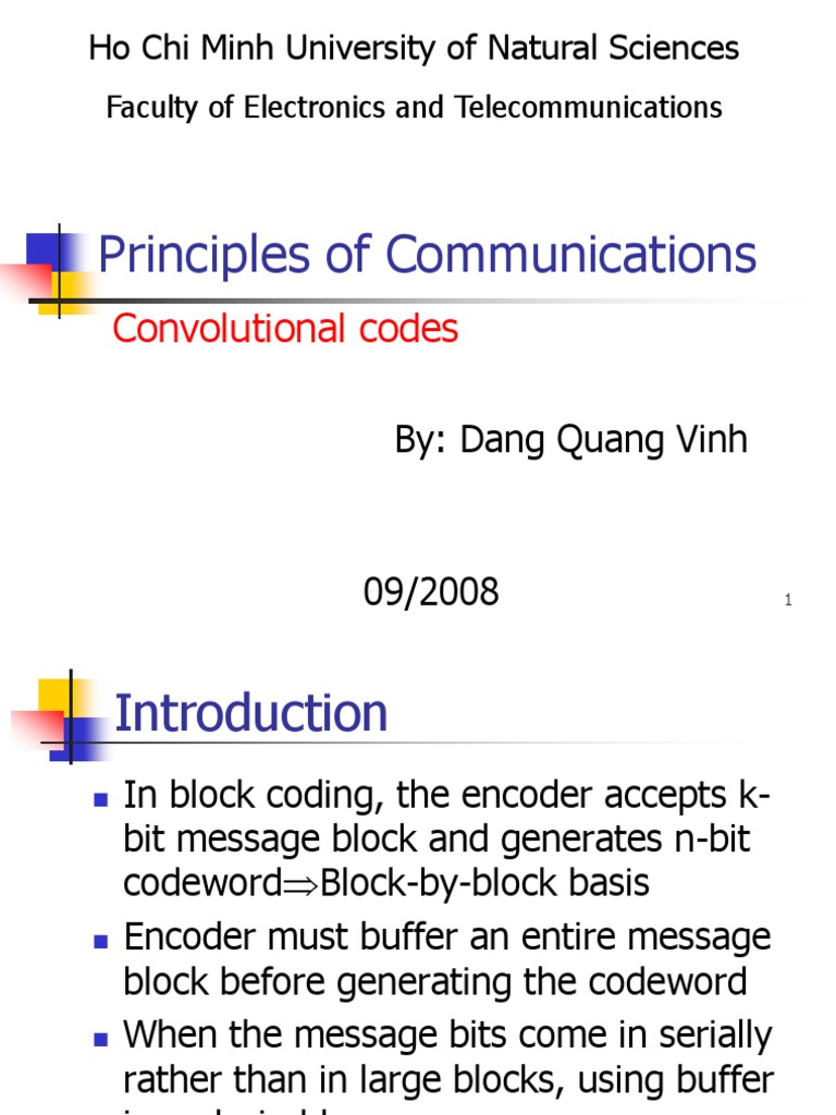 Principles of Communications: Convolutional Codes | PDF | Mathematical ...