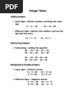 Integer Rules Chart | PDF | Multiplication | Arithmetic