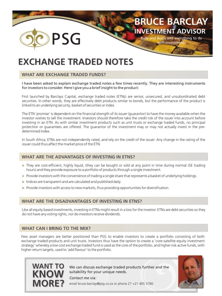 Exchange Trade Notes | PDF | Securities (Finance) | Bonds (Finance)