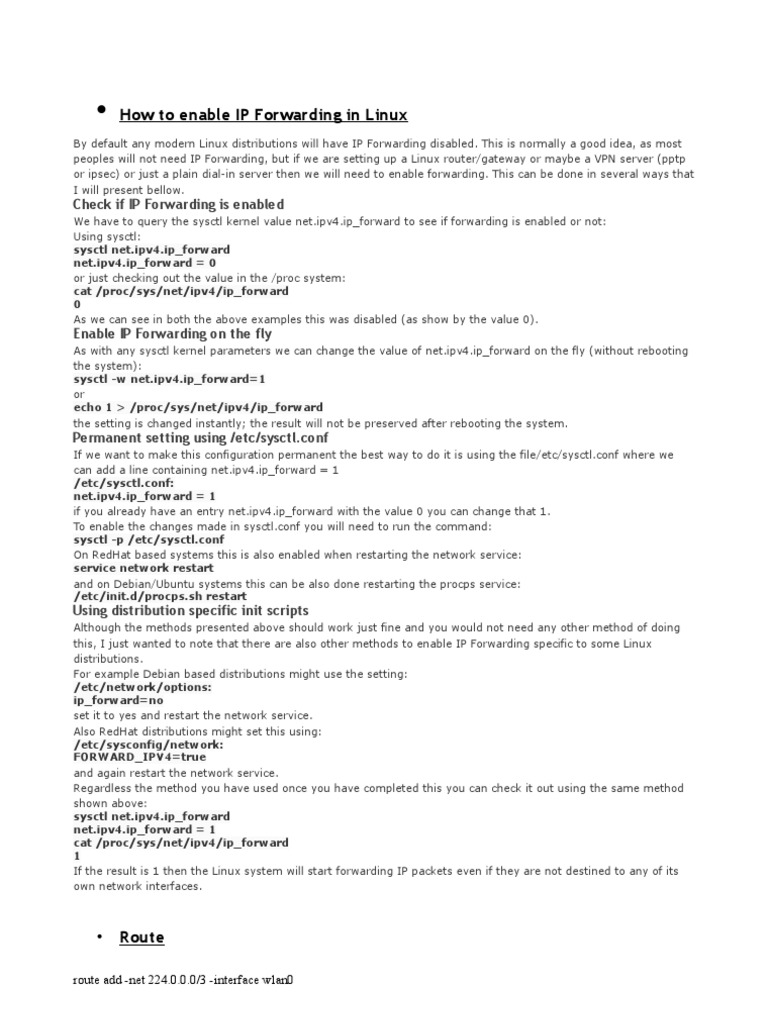 How To Enable IP Forwarding in Linux | Download Free PDF | Data ...