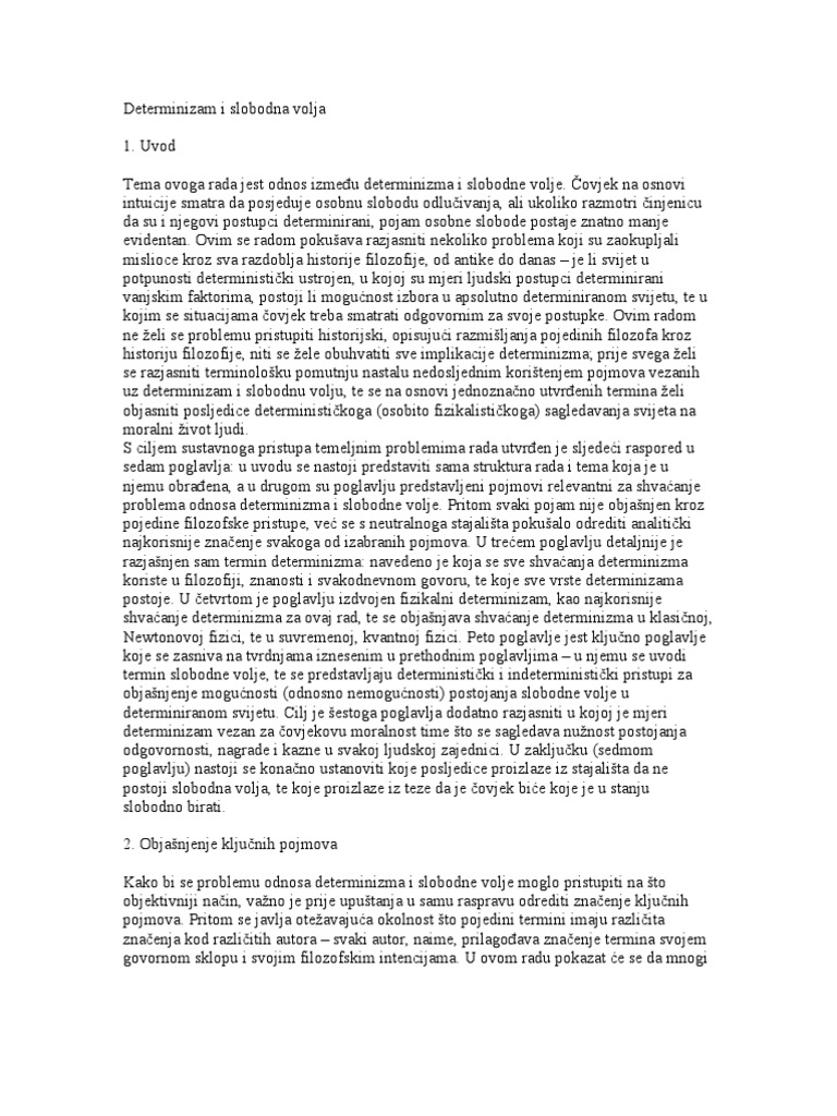 Determinizam I Slobodna Volja | PDF