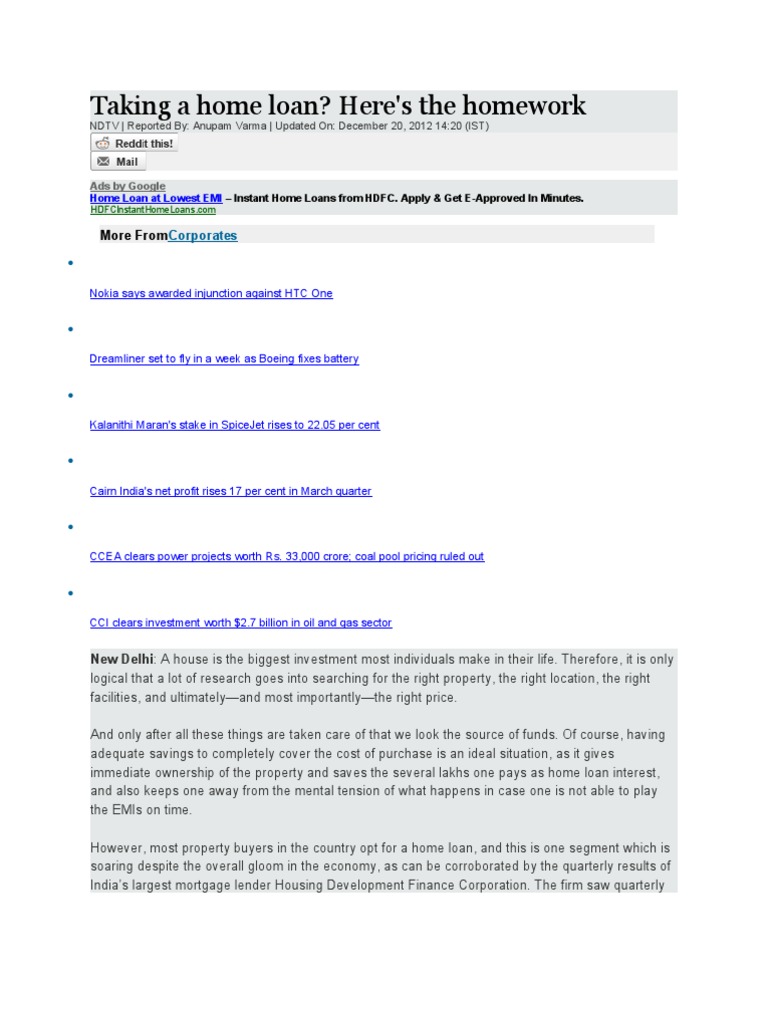 Home Loan Tips: Essential Homework Guide | PDF | Mortgage Loan | Loans