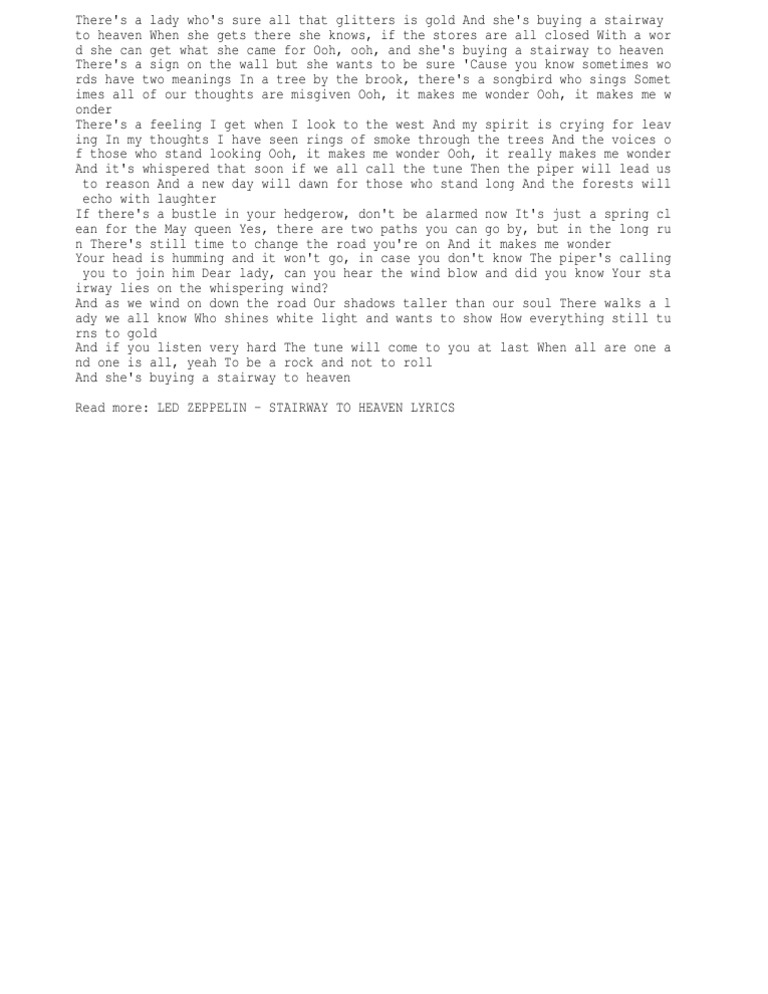 Stairway to Heaven Lyrics Analysis | PDF | Poetry