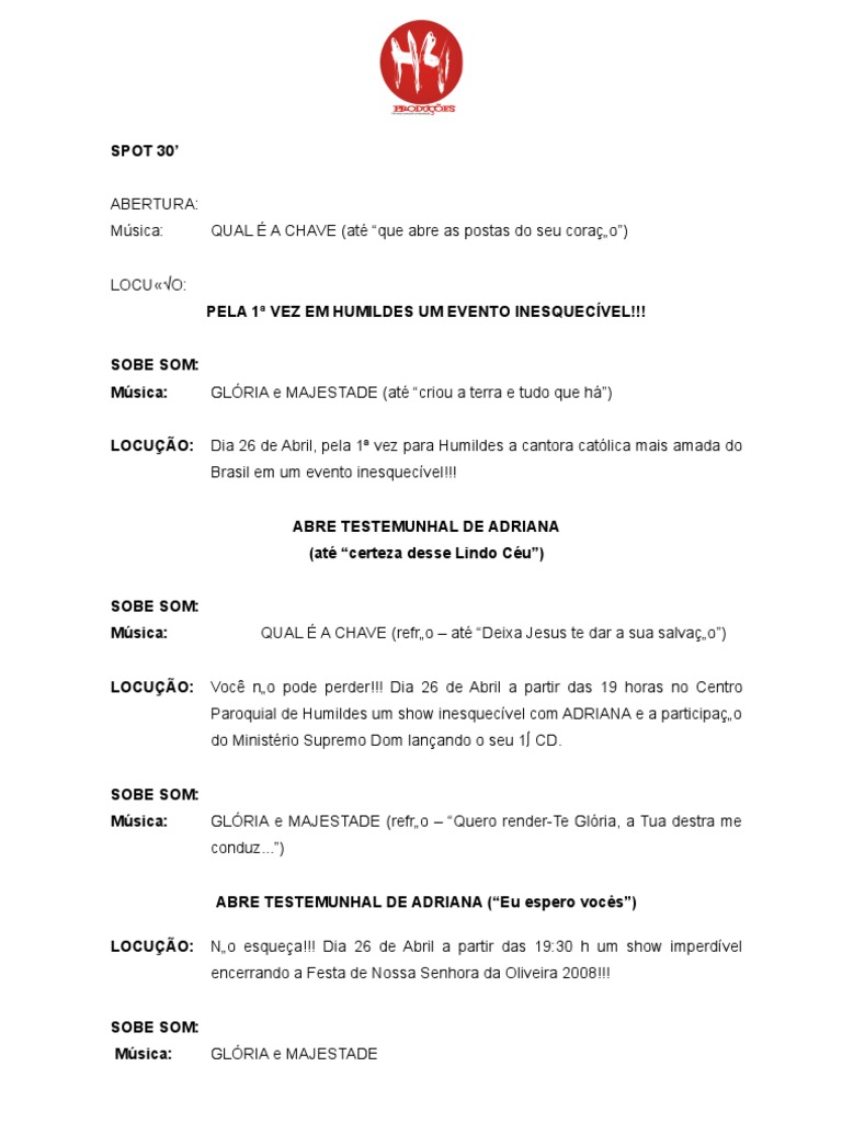 Roteiro Spot 30' | PDF