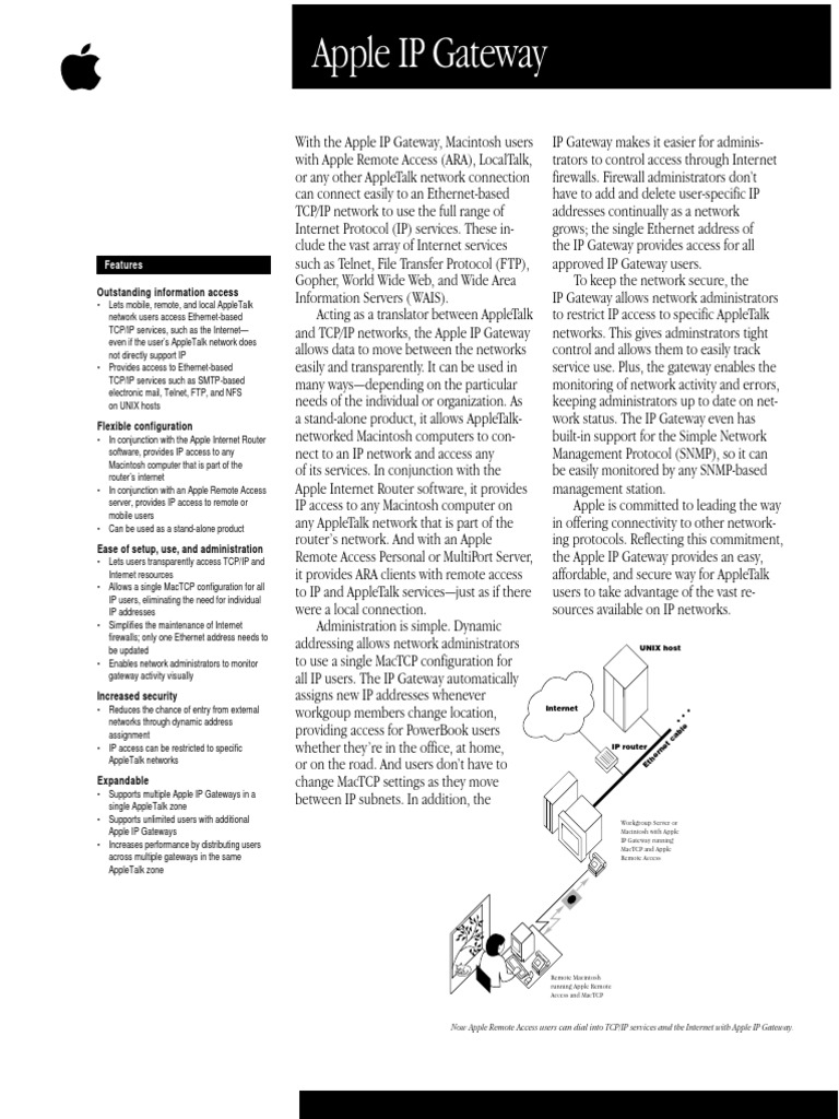Apple IP Gateway | PDF | Internet Protocol Suite | Gateway ...