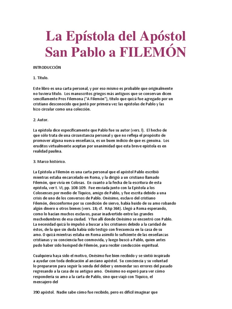 Filemon | PDF | Epístola a Filemón | Pablo el apóstol