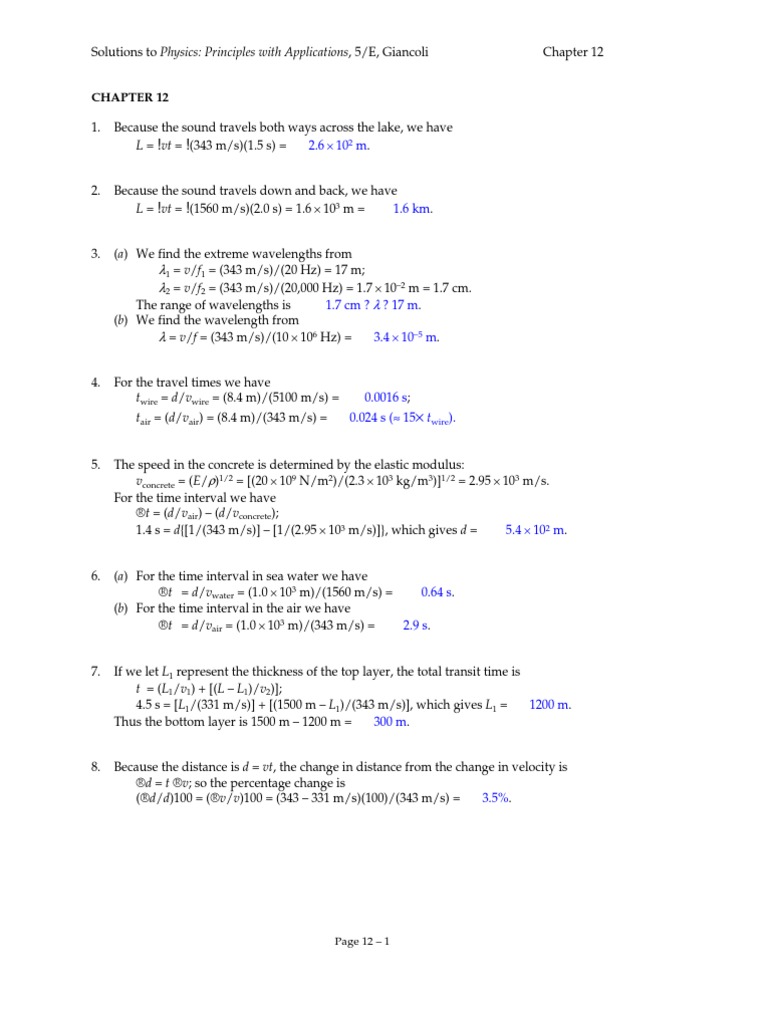 CH 12 Physics Answers | PDF | Harmonic | Frequency