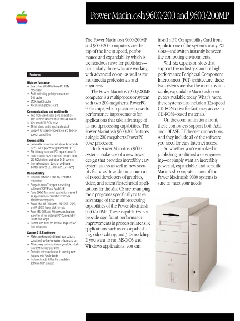 Power Macintosh 9600/200 and 9600/200MP | PDF | Macintosh | Personal ...