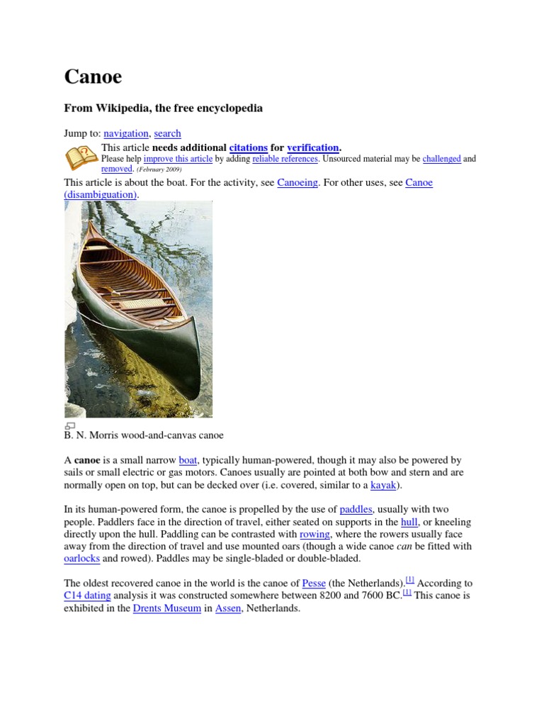 Canoe: From Wikipedia, The Free Encyclopedia | PDF | Canoe | Cruiser