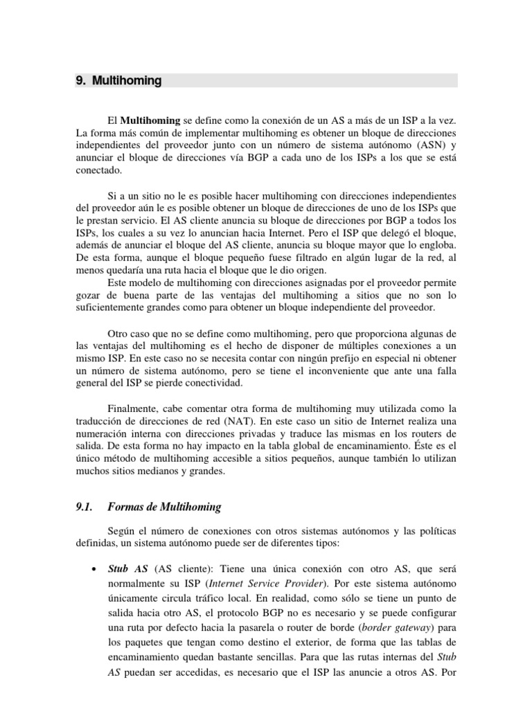 Multihoming y BGP: Conexiones Efectivas | PDF | Enrutador (Computación ...