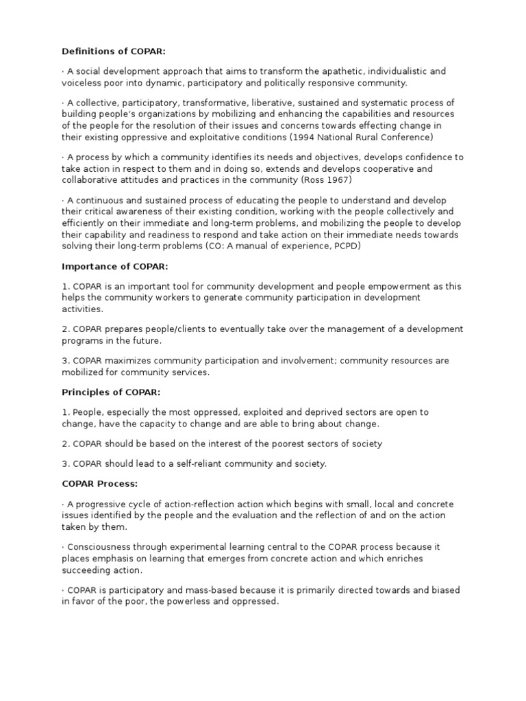 COPAR Reviewer | PDF | Health Education | Health Care