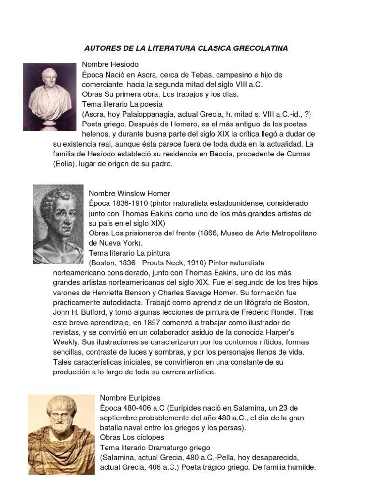 Dramaturgos y Poetas Griegos Clásicos | PDF | Esquilo | Eurípides