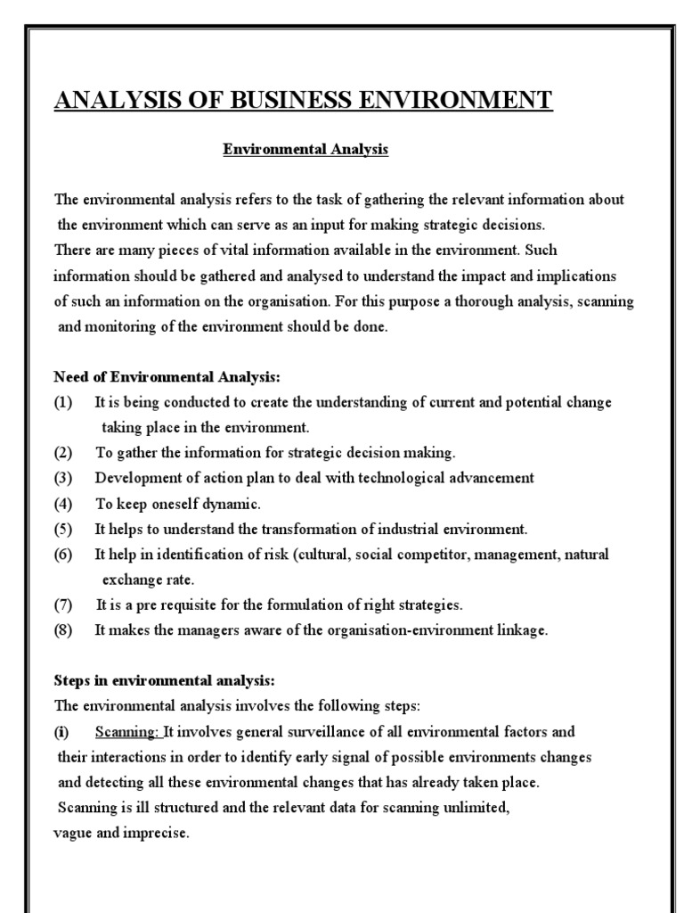 Analysis of Business Environment | PDF | Swot Analysis | Surveillance