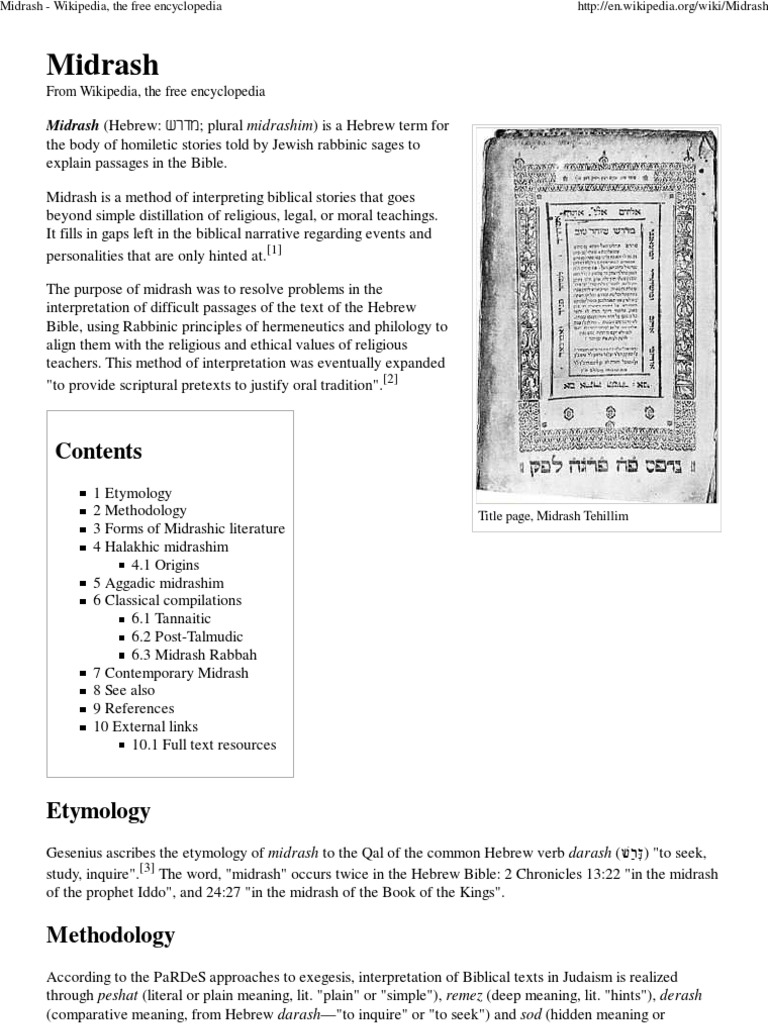 Midrash - Wikipedia, The Free Encyclopedia | Midrash | Jewish Law And ...