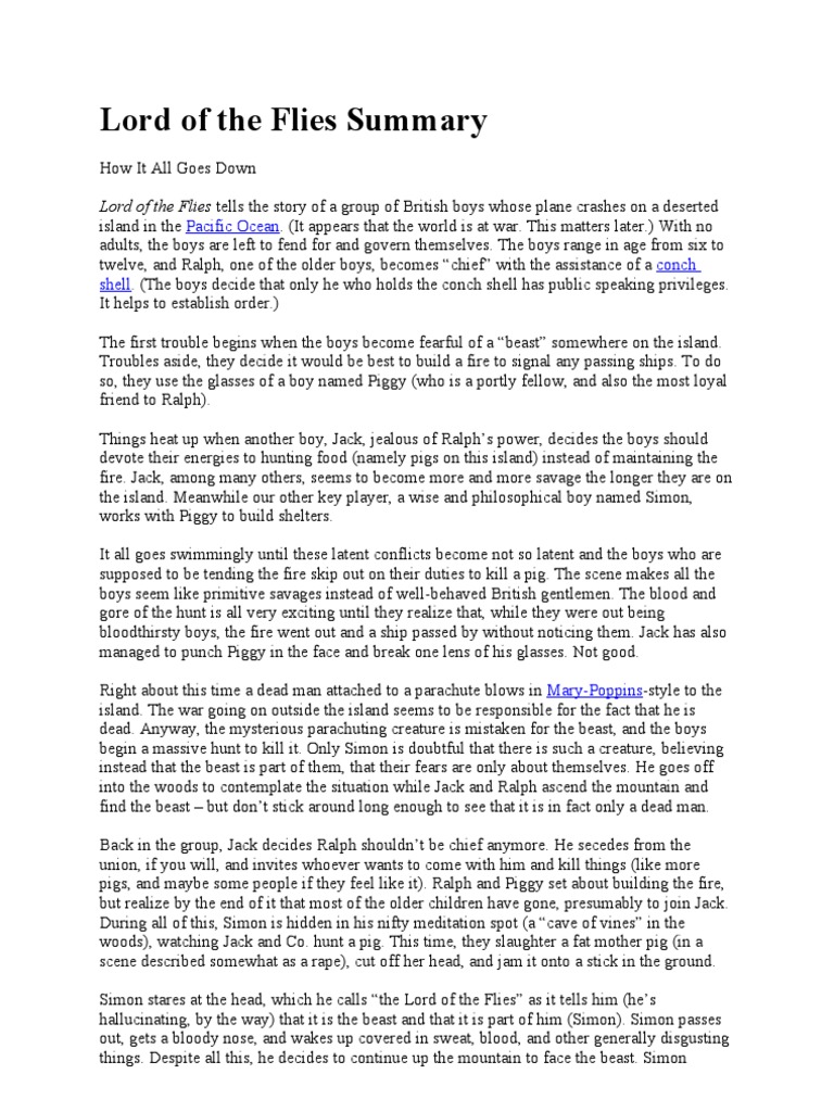 Lord Of The Flies Summary Pdf