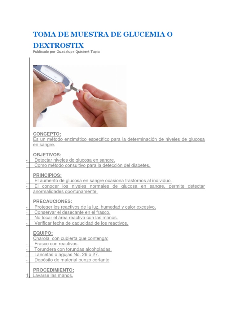 Toma de Muestra de Glucemia o Dextrostix | PDF | Legumbres | Sistema ...