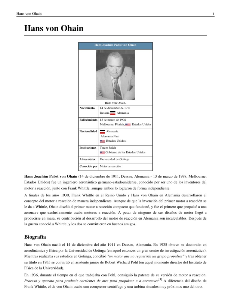 Hans von Ohain y el motor a reacción | PDF | Motor a reacción | Motor ...
