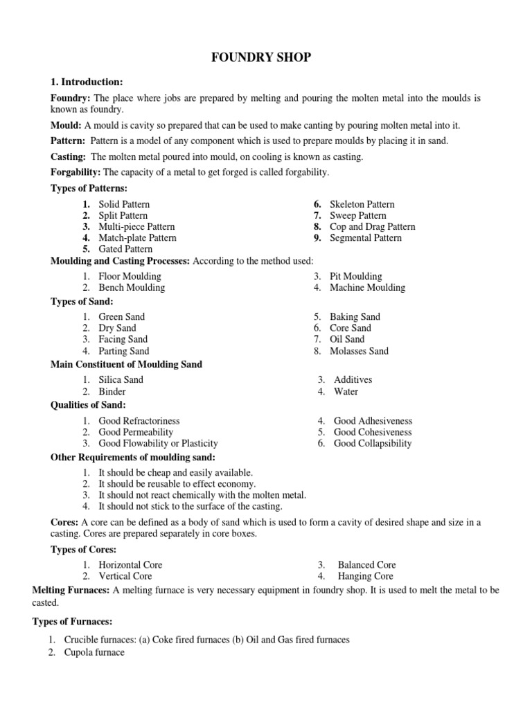 Foundry Shop Manual | Download Free PDF | Foundry | Mechanical Engineering