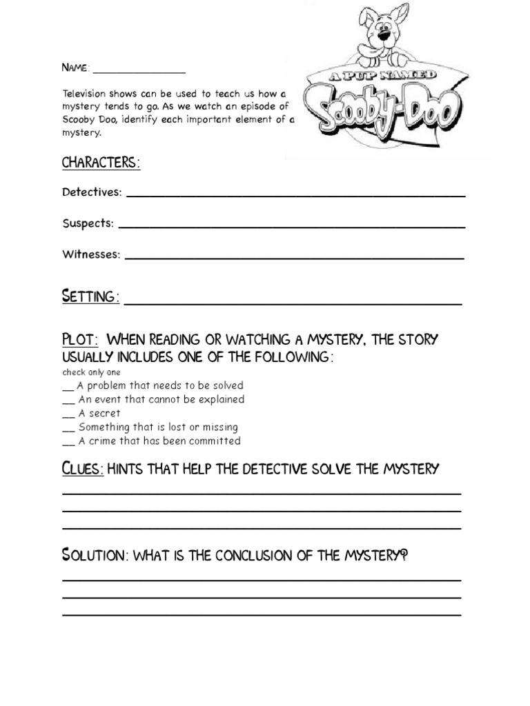 Scooby Doo Mystery Worksheet PDF | PDF | Scooby Doo | Mystery Fiction