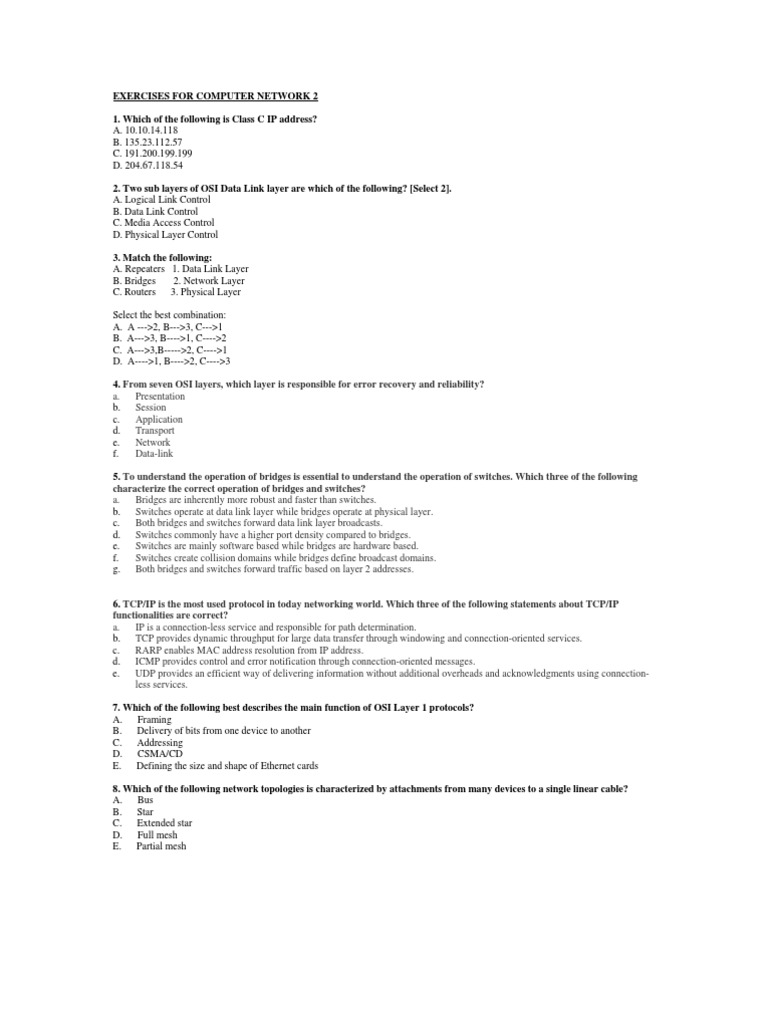 Questions Chapter1 | Download Free PDF | Network Switch | Computer Network
