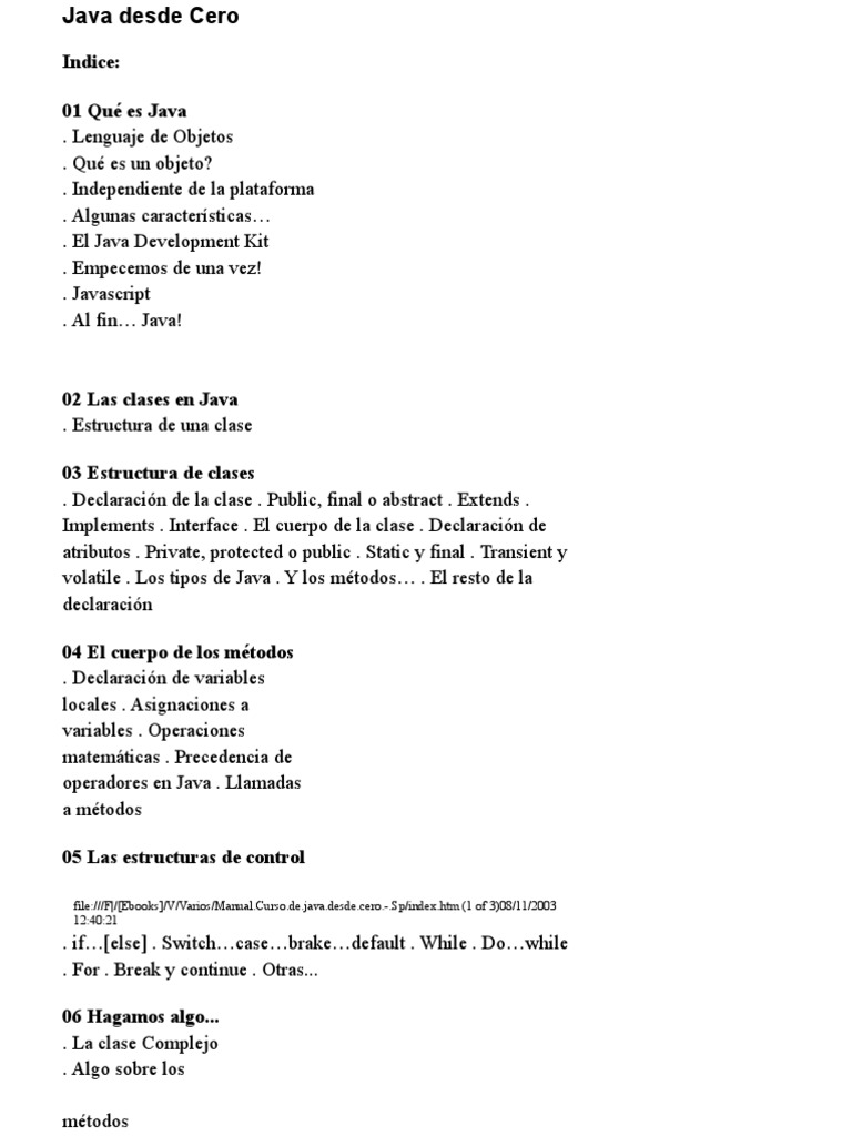 Manual Curso de Java Desde Cero | PDF | Objeto (informática) | Java ...