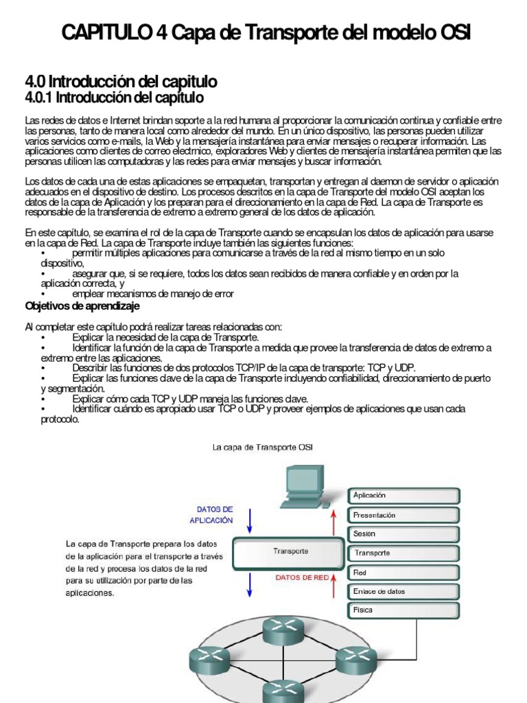 CAPITULO 4 Capa de Transporte Del Modelo OSI | PDF | Protocolo de ...