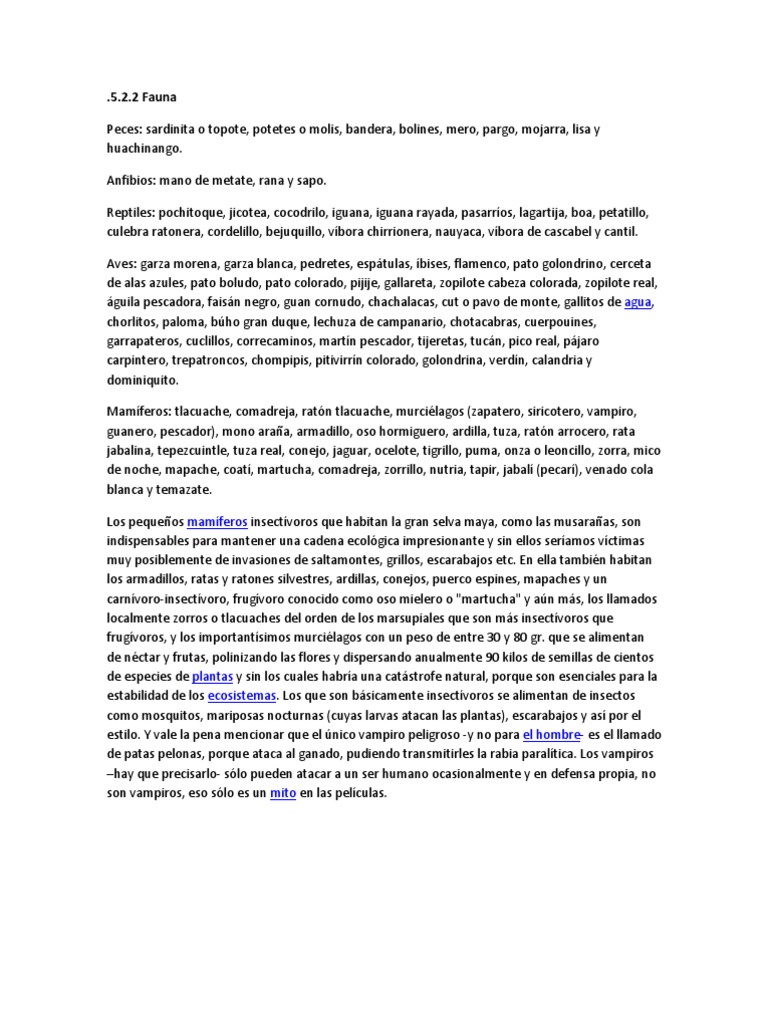 Fauna de Quintana Roo: Especies Clave | PDF | Agua subterránea ...