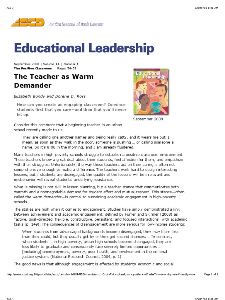 The Teacher As Warm Demander | PDF | Teachers | Behavior