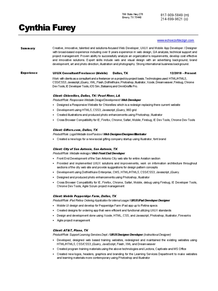 Cindy's Resume | Cascading Style Sheets | Google Chrome