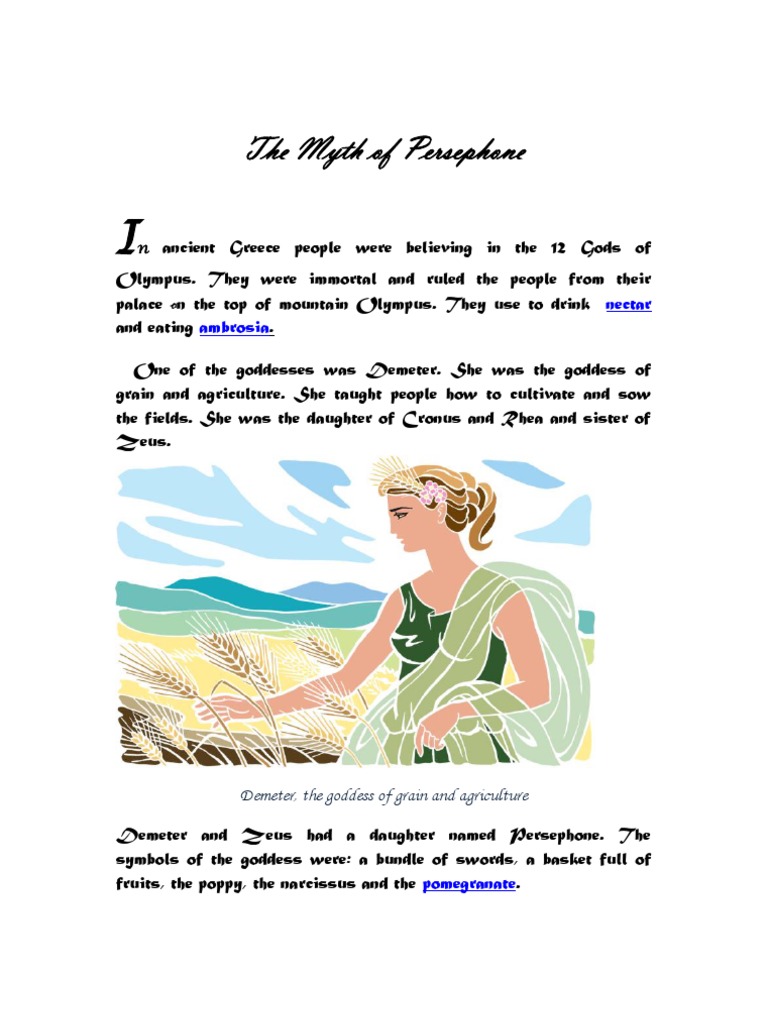 The Myth of Persephone - The First Greek Story PDF | PDF