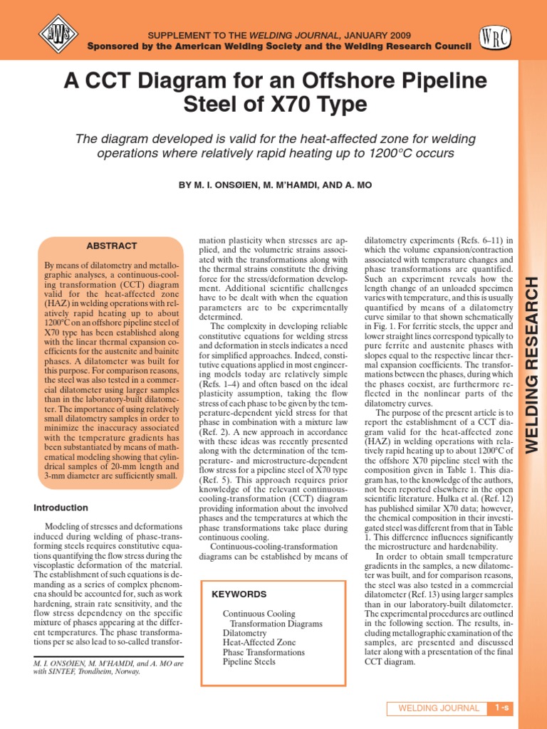 01 - A CCT Diagram For An Offshore Pipeline Steel of X70 Type | PDF ...