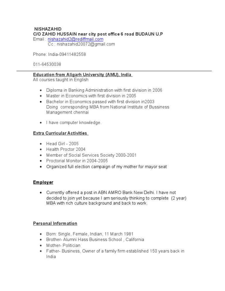 Nisha Zahid CV | PDF
