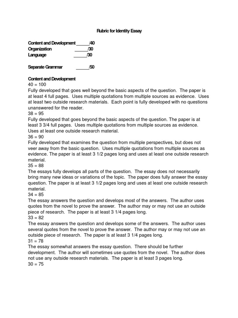 The Great Gatsby Essay Rubric | PDF | Grammar | Paragraph