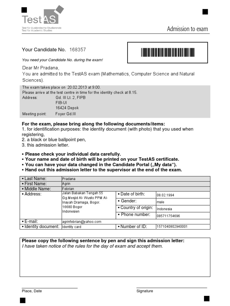 Test AS | PDF | Identity Document | Test (Assessment)